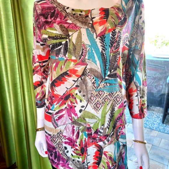 Onque Casual | Tops | Onque Casual Lightweight Tropical Tunic | Poshmark